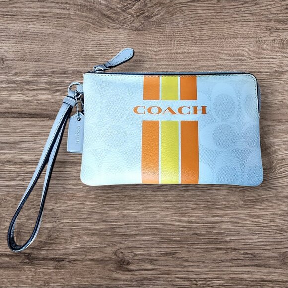 Coach | Bags | Coach Chalk Color With Varsity Stripe Wristlet Nwot ...